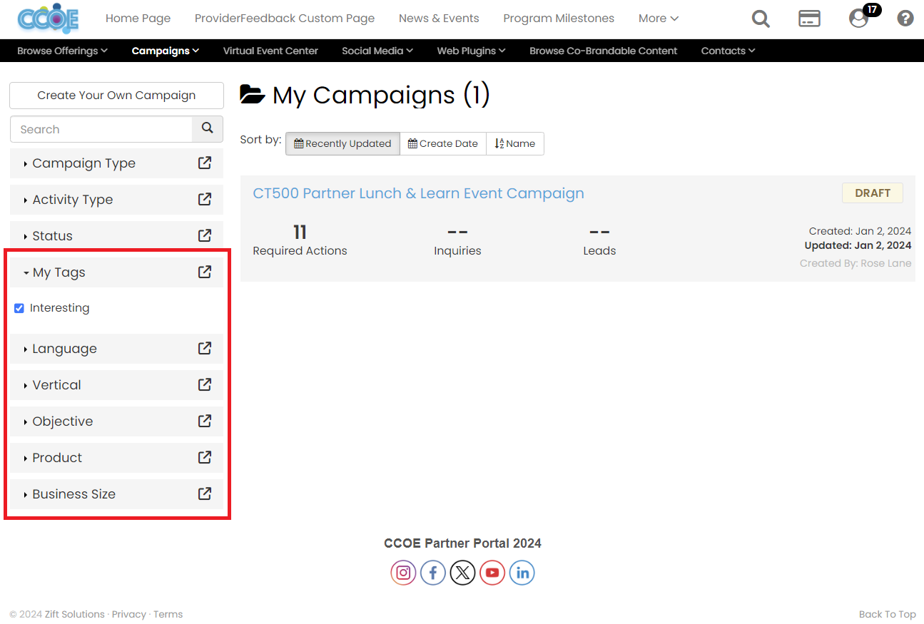 Manage Campaigns – ZiftONE
