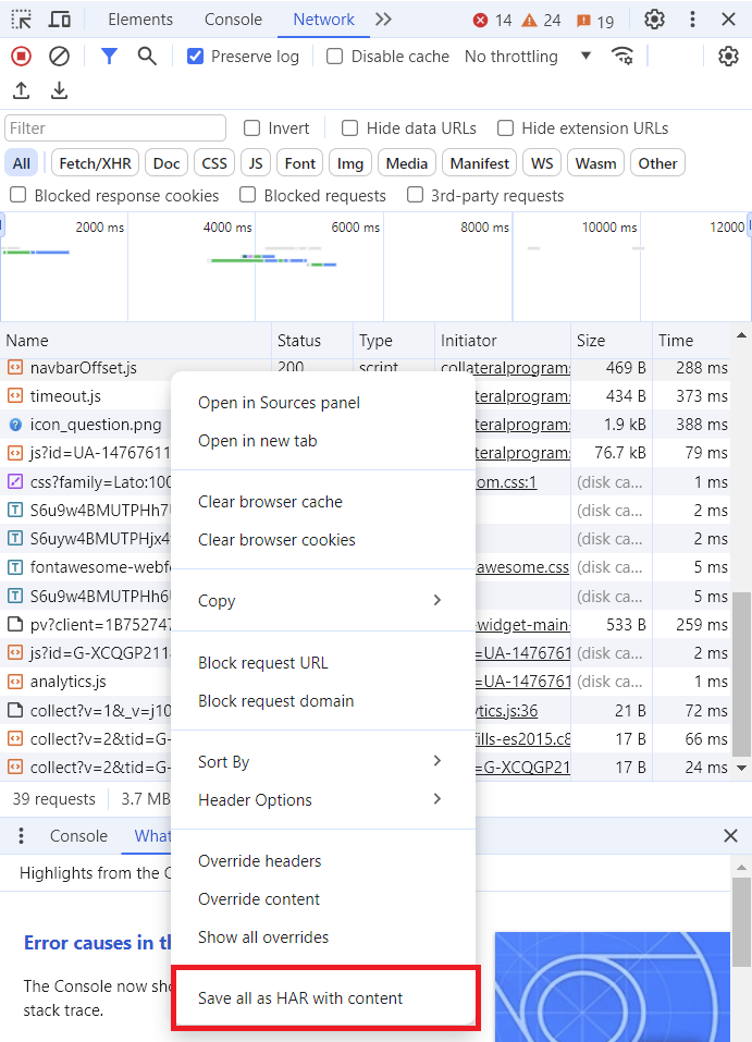 Generating a HAR File for Chrome – ZiftONE