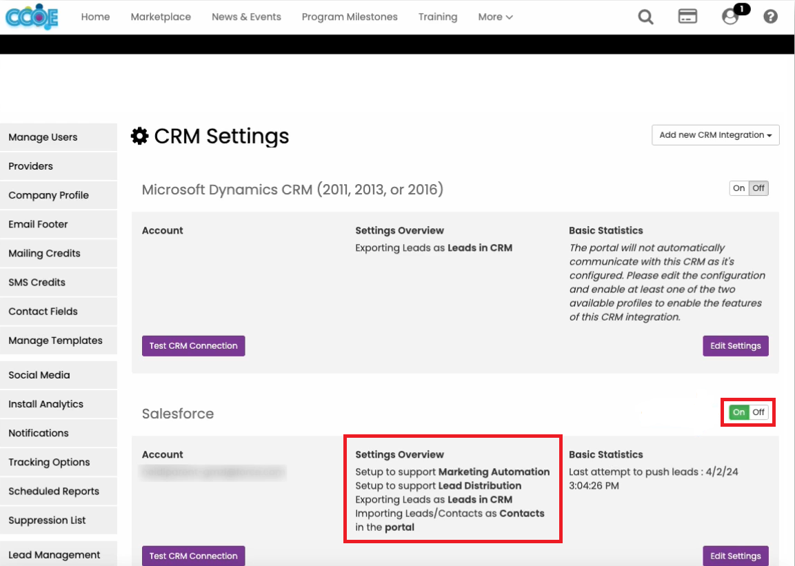 Set up a CRM Integration – ZiftONE