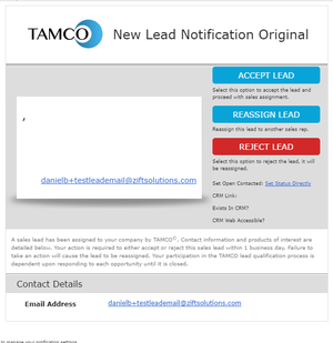 Notification: Lead Distribution – ZiftONE