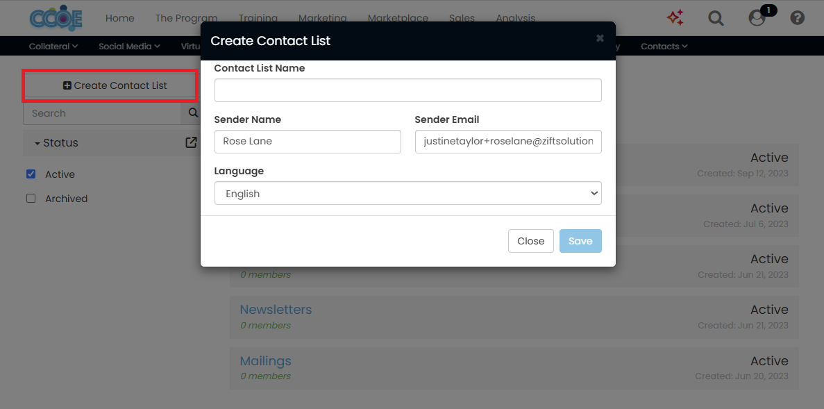 Contact Lists – ZiftONE