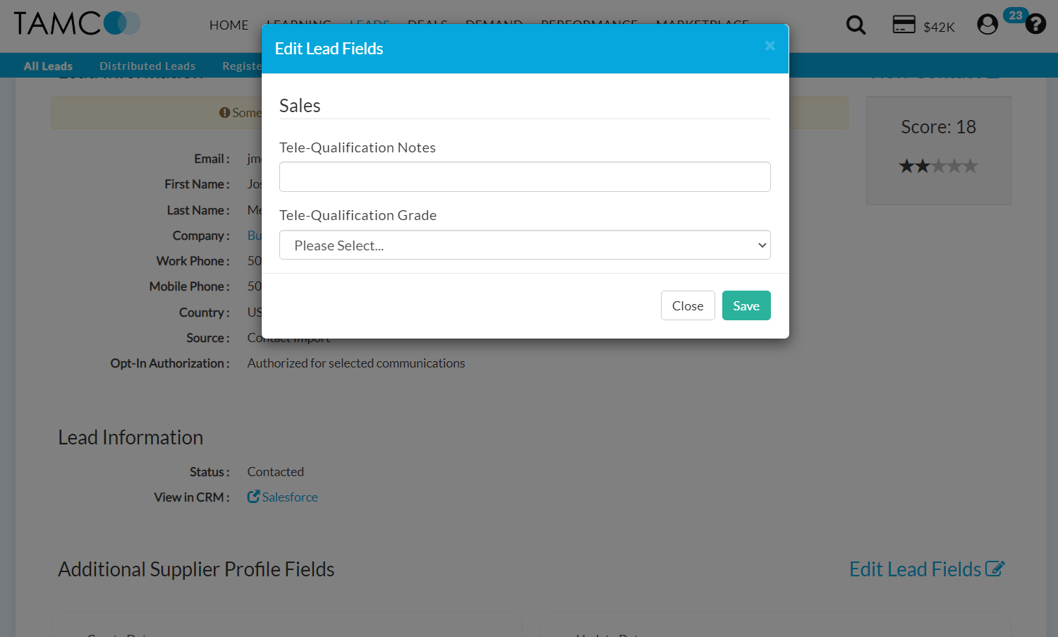 Manage Leads – ZiftONE